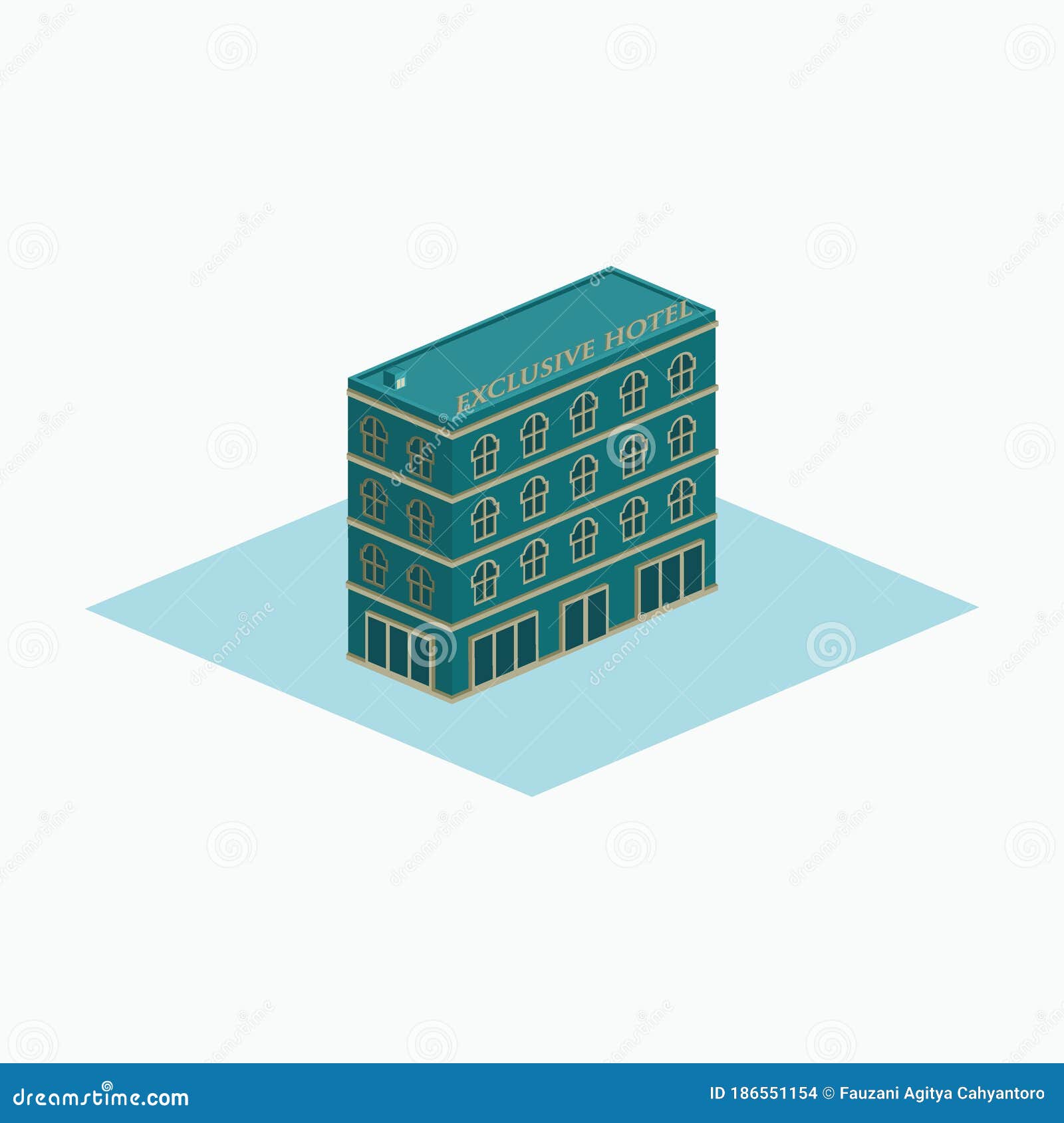 Edificio Isométrico Premium De Hotel Ilustración Del Vector