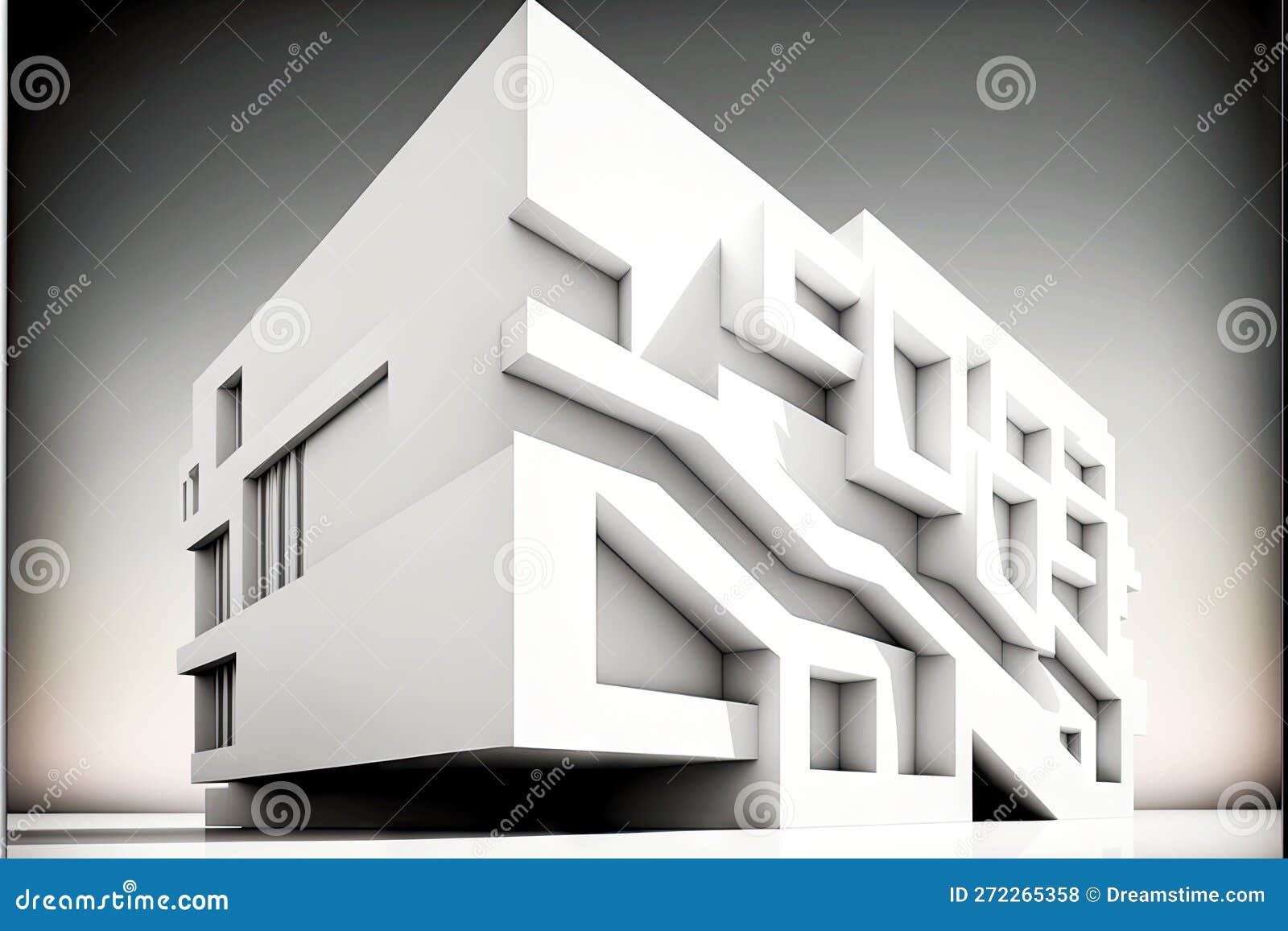 Edificio Rectangular De Color Blanco En Estilo Clical Como Abstracto 3d ...