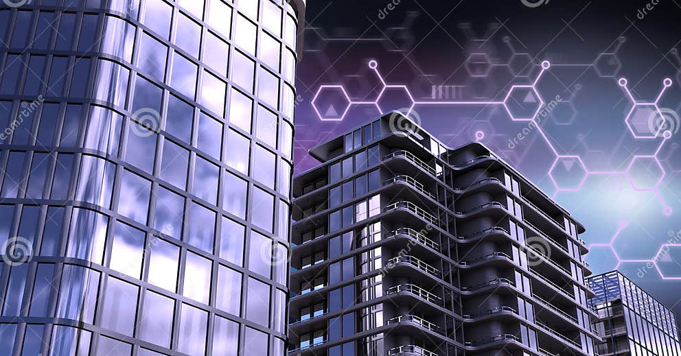 Edificios Altos Con El Interfaz Futurista De La Conexión Stock de ilustración - Ilustración de ...