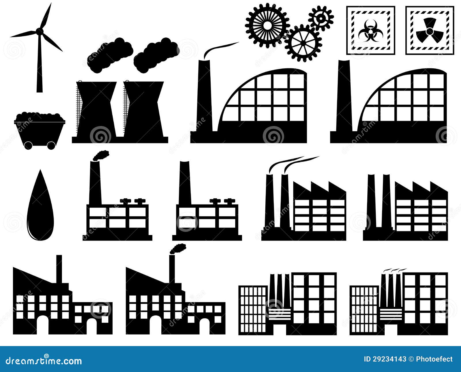 Edificios De La Industria En Blanco Ilustración del Vector - Ilustración de industria ...