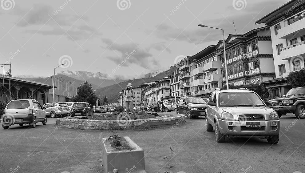 Edificios En El Centro De La Ciudad En Timbu, Bhután Imagen de archivo ...