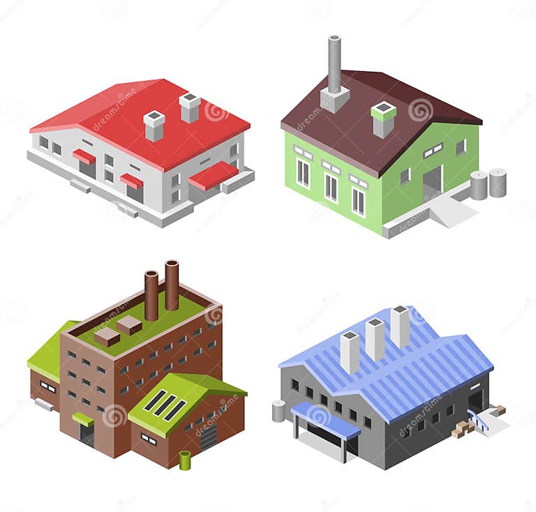 Edificios Industriales Isométricos Ilustración del Vector - Ilustración de iconos, industrial ...