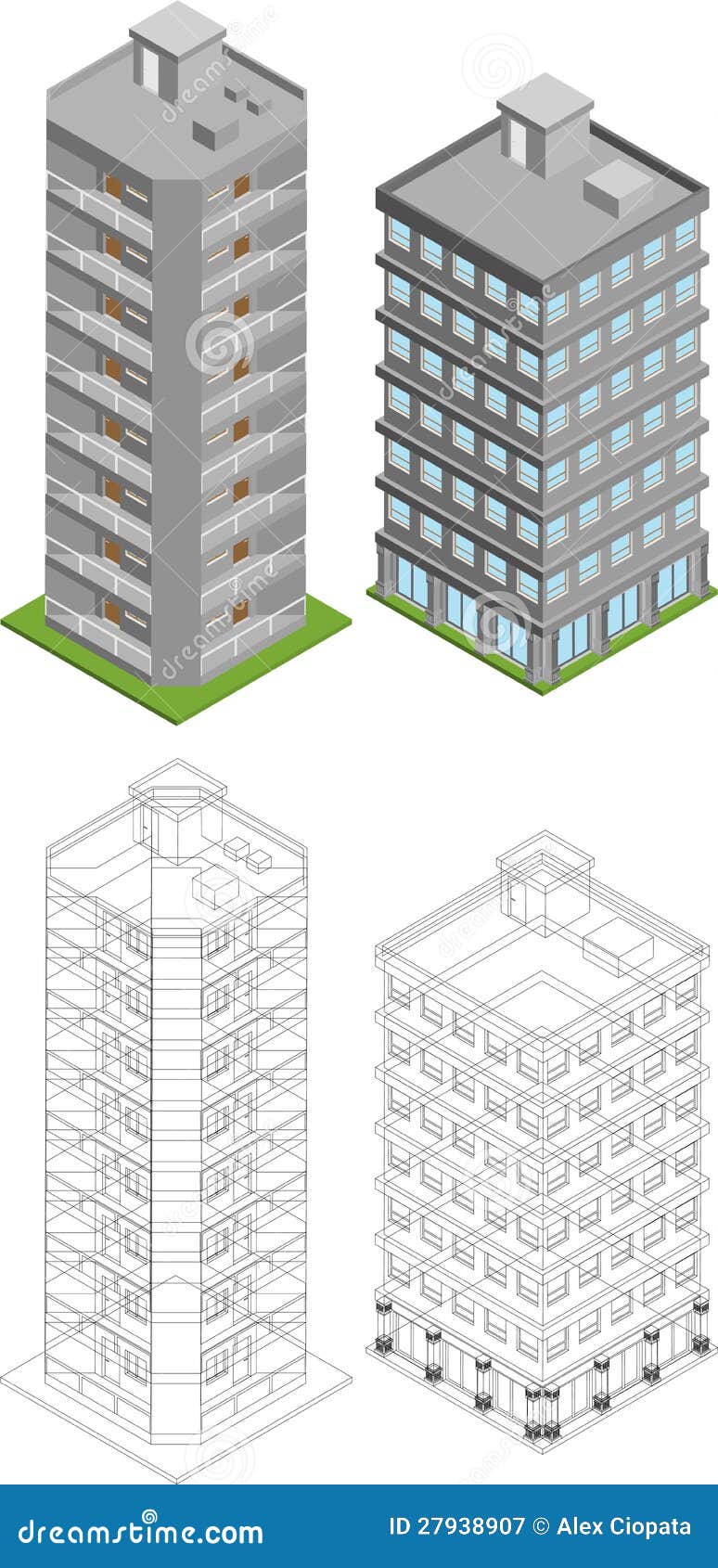 Edificios isom?tricos ilustración del vector. Ilustración de ciudad - 27938907