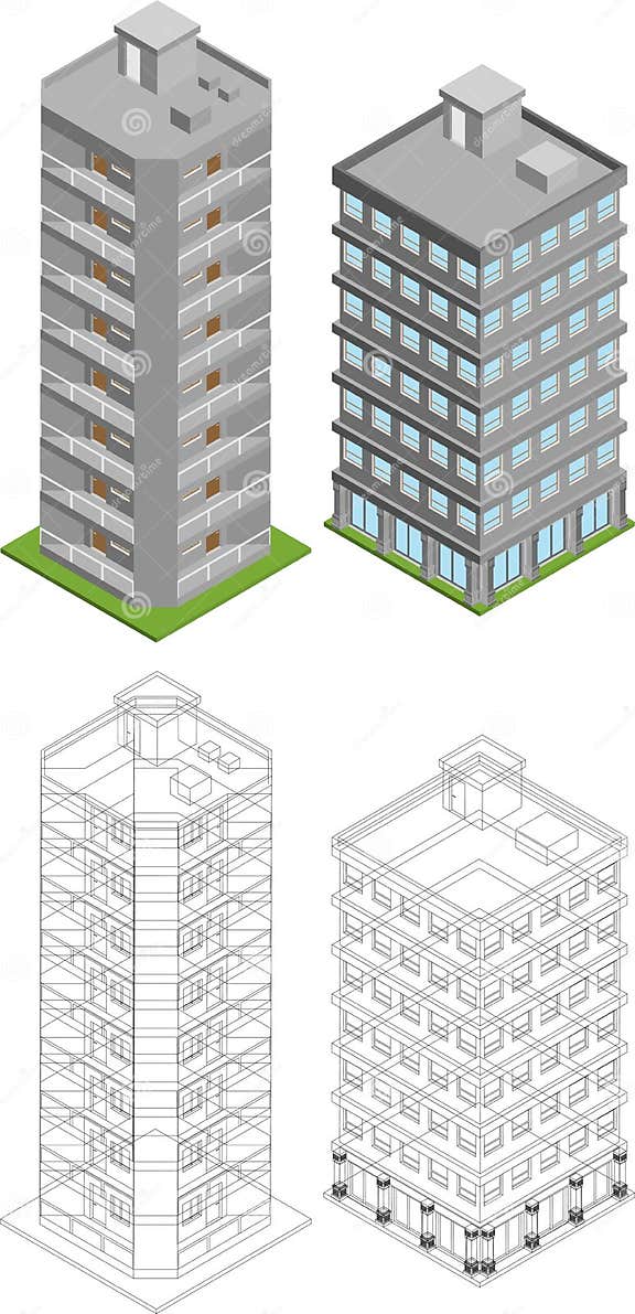 Edificios isom?tricos ilustración del vector. Ilustración de ciudad - 27938907