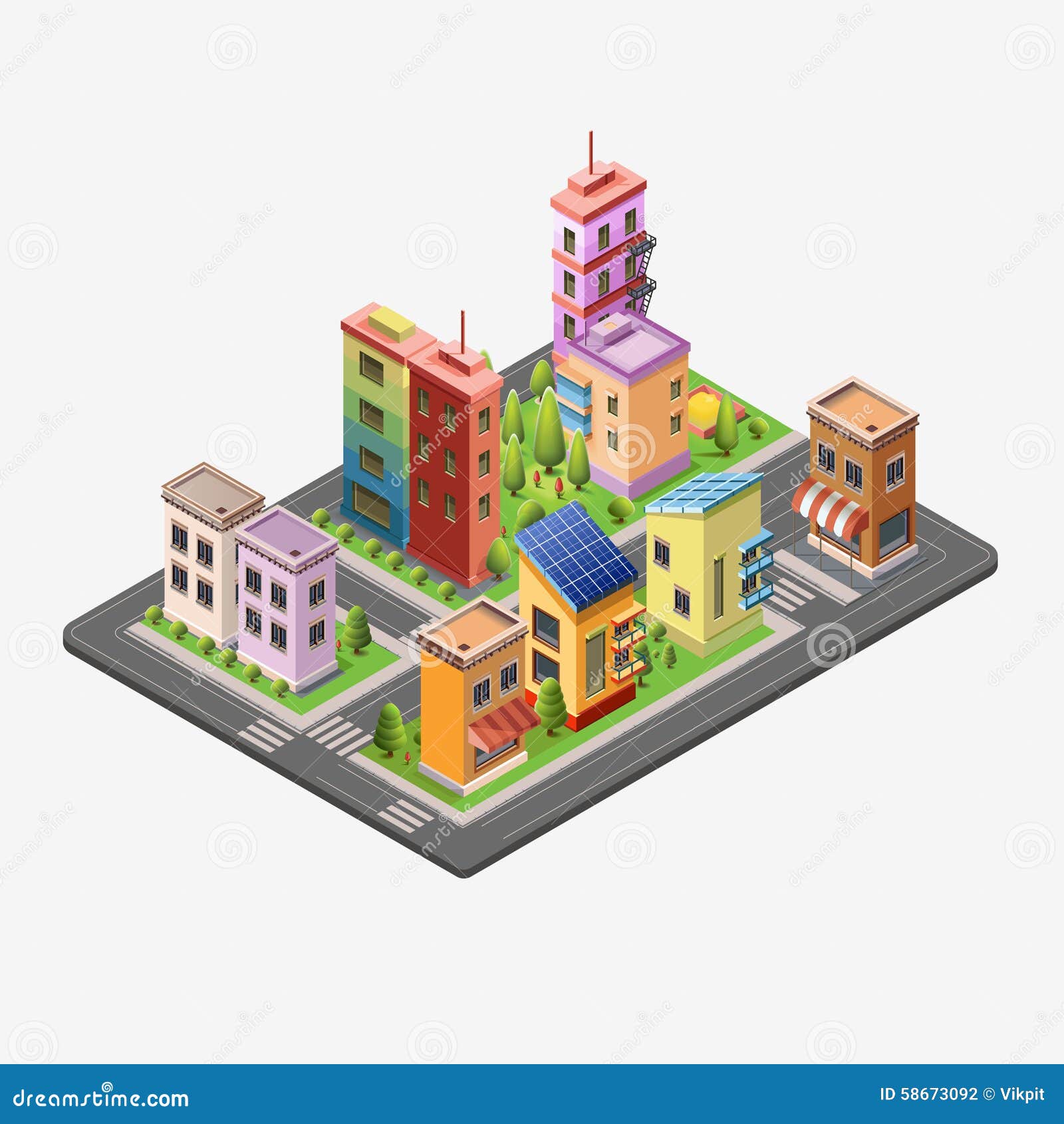 Edificios Isométricos Del Rascacielos Y De Oficinas Ilustración del Vector - Ilustración de ...