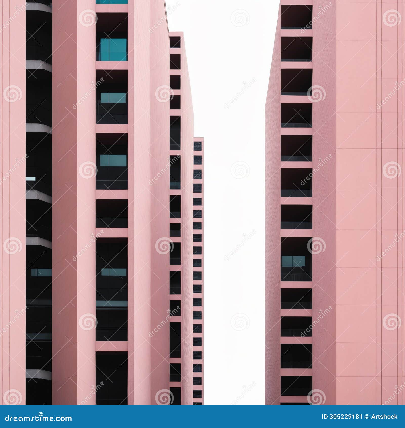 Edificios Modernos De Color Rosa Stock de ilustración - Ilustración de perspectiva, edificio ...