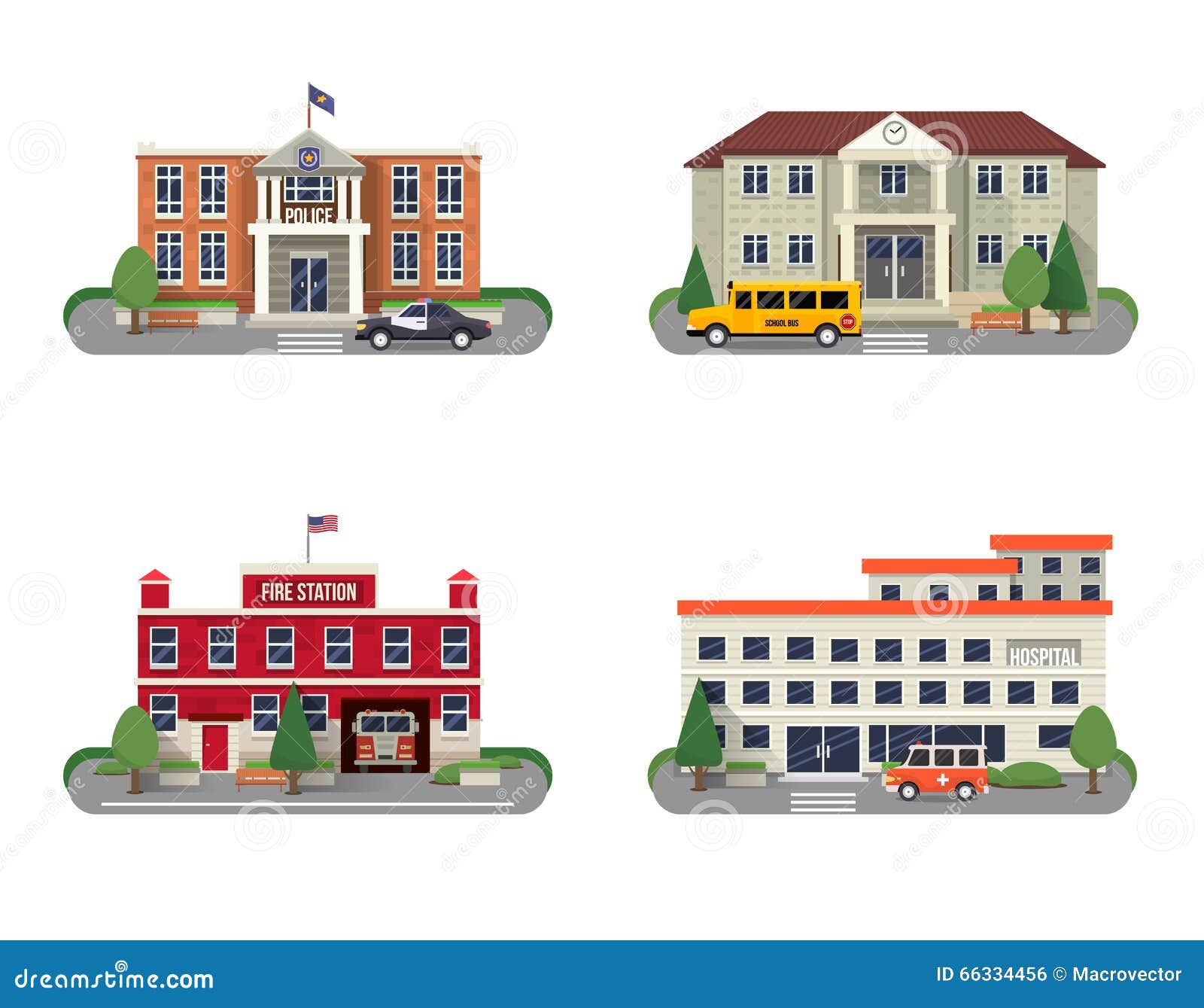 Edificios Municipales Fijados Ilustración del Vector - Ilustración de ...