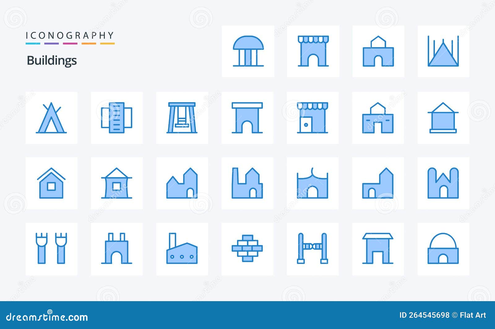 25 Edificios Paquete De Iconos Azules Ilustración del Vector - Ilustración de residencial ...