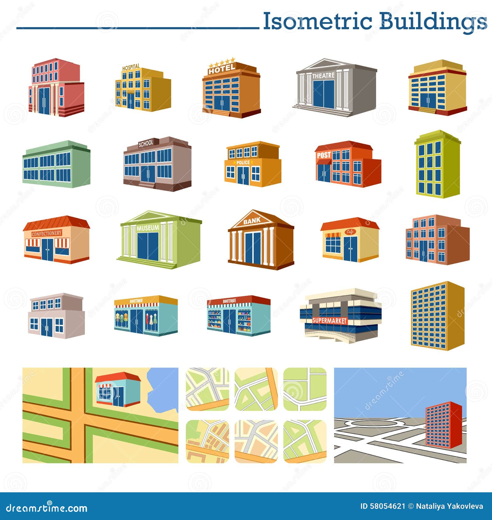 Edificios Y Mapas Isométricos Ilustración del Vector - Ilustración de ...