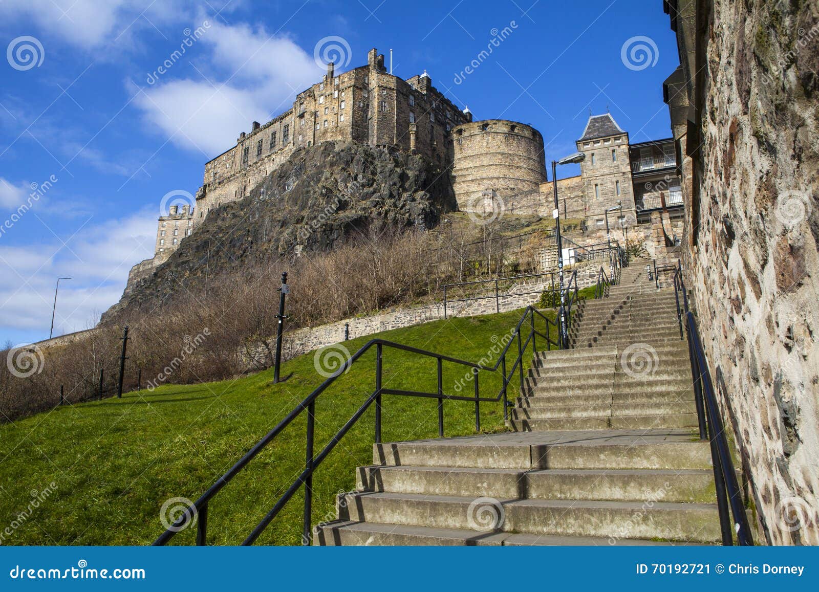 Edinburgh Castle and Grannys Green Steps Stock Image - Image of ...