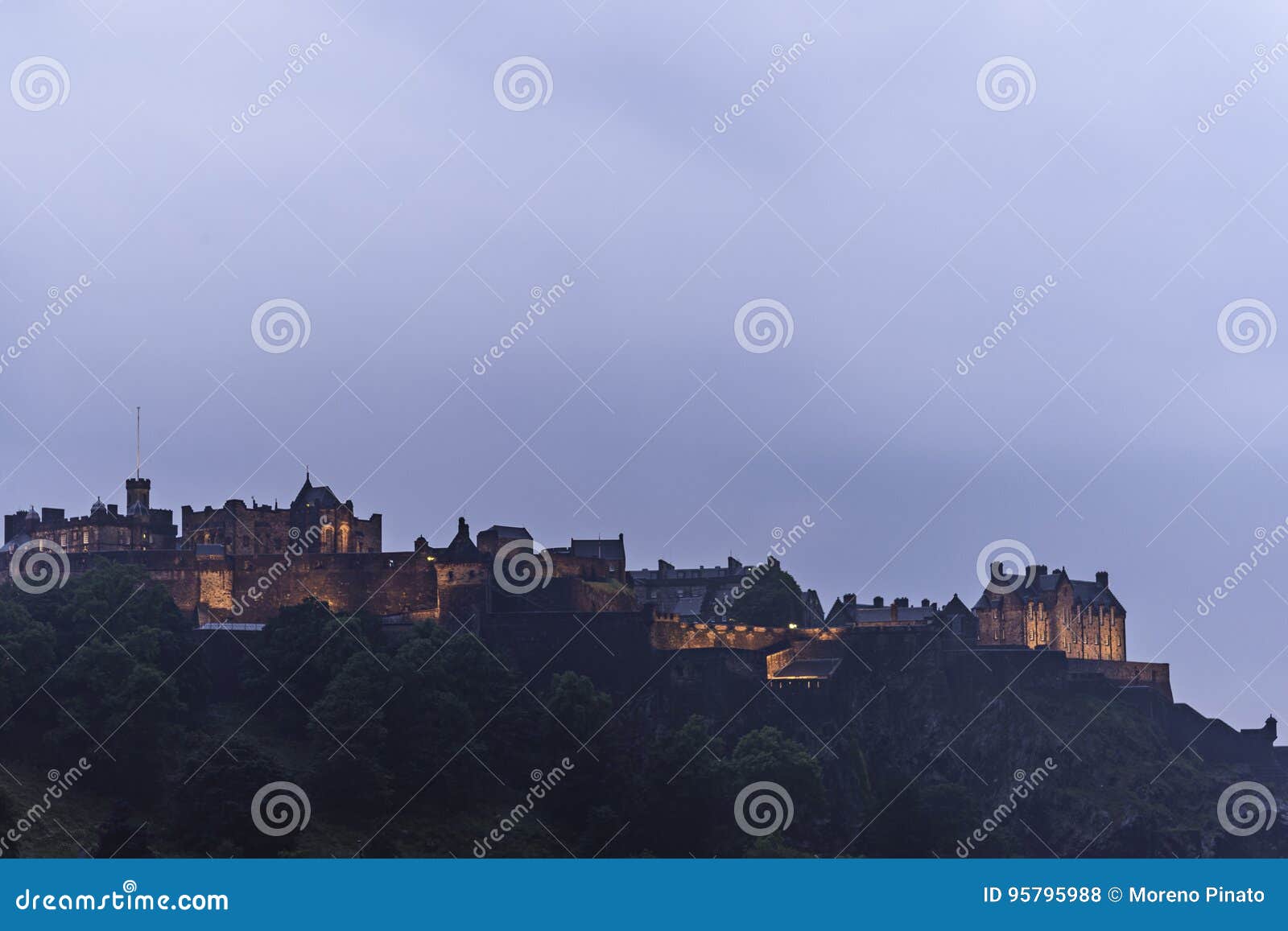 Edinburgh Castle Night View in a Rainy Evening Stock Photo - Image of ...