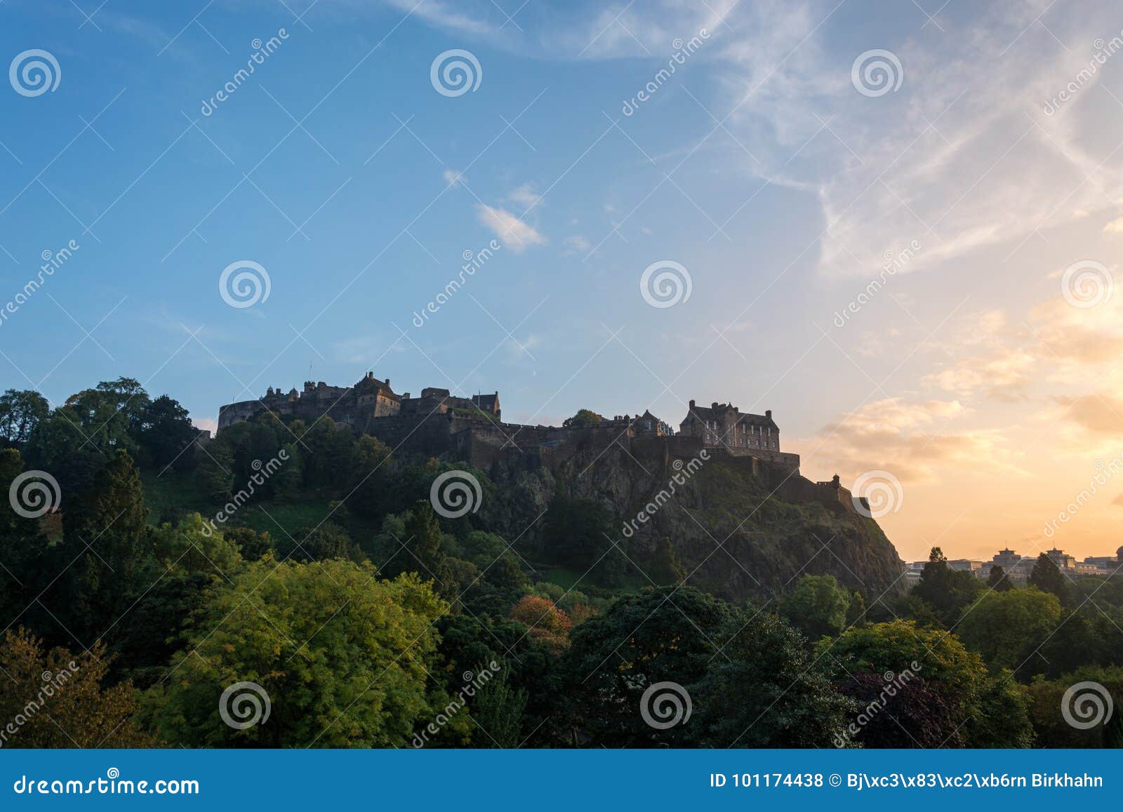 Edinburgh Castle during Sunset with Nice Colours in the Sky Stock Photo ...