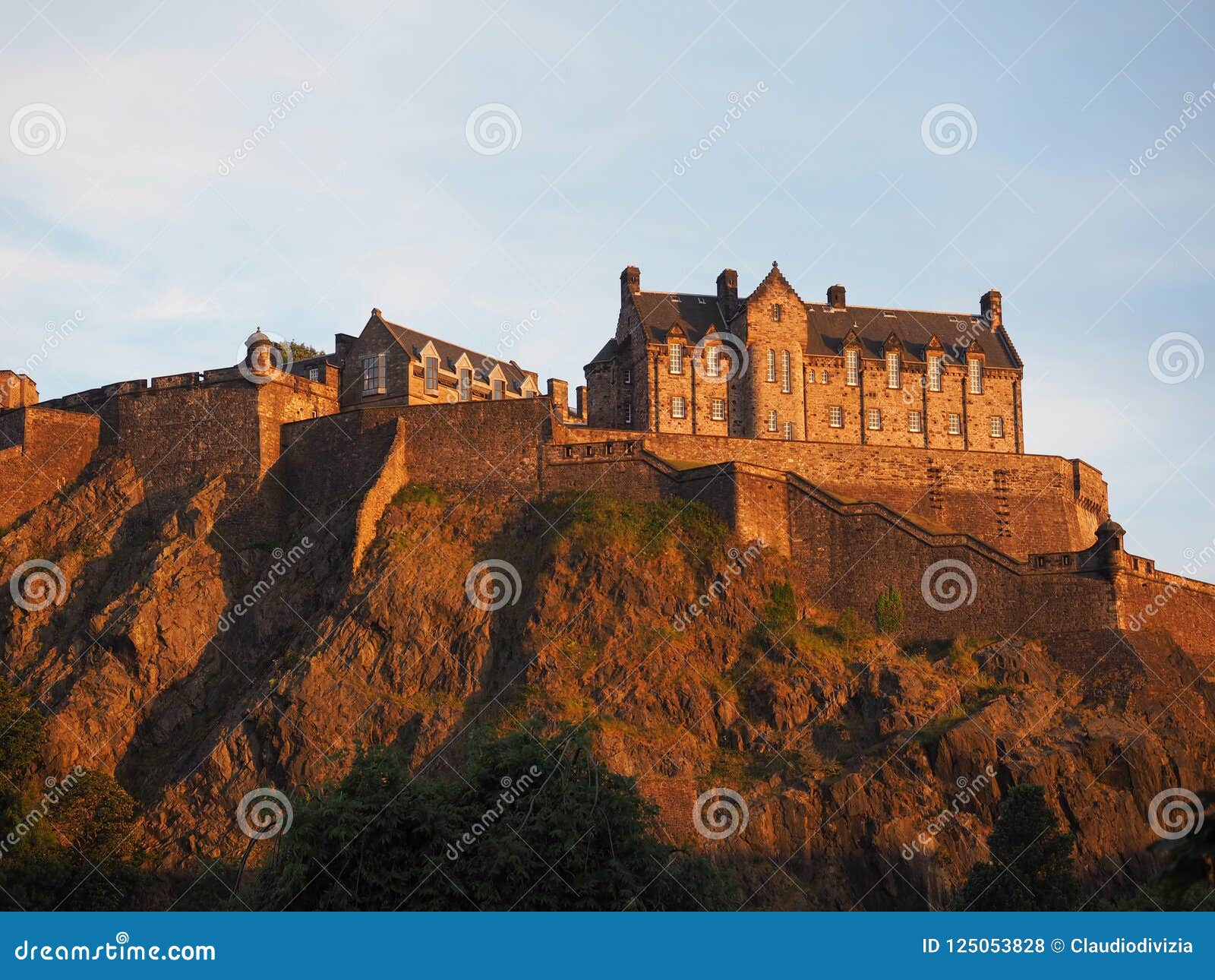 Edinburgh castle at sunset stock photo. Image of scotland - 125053828