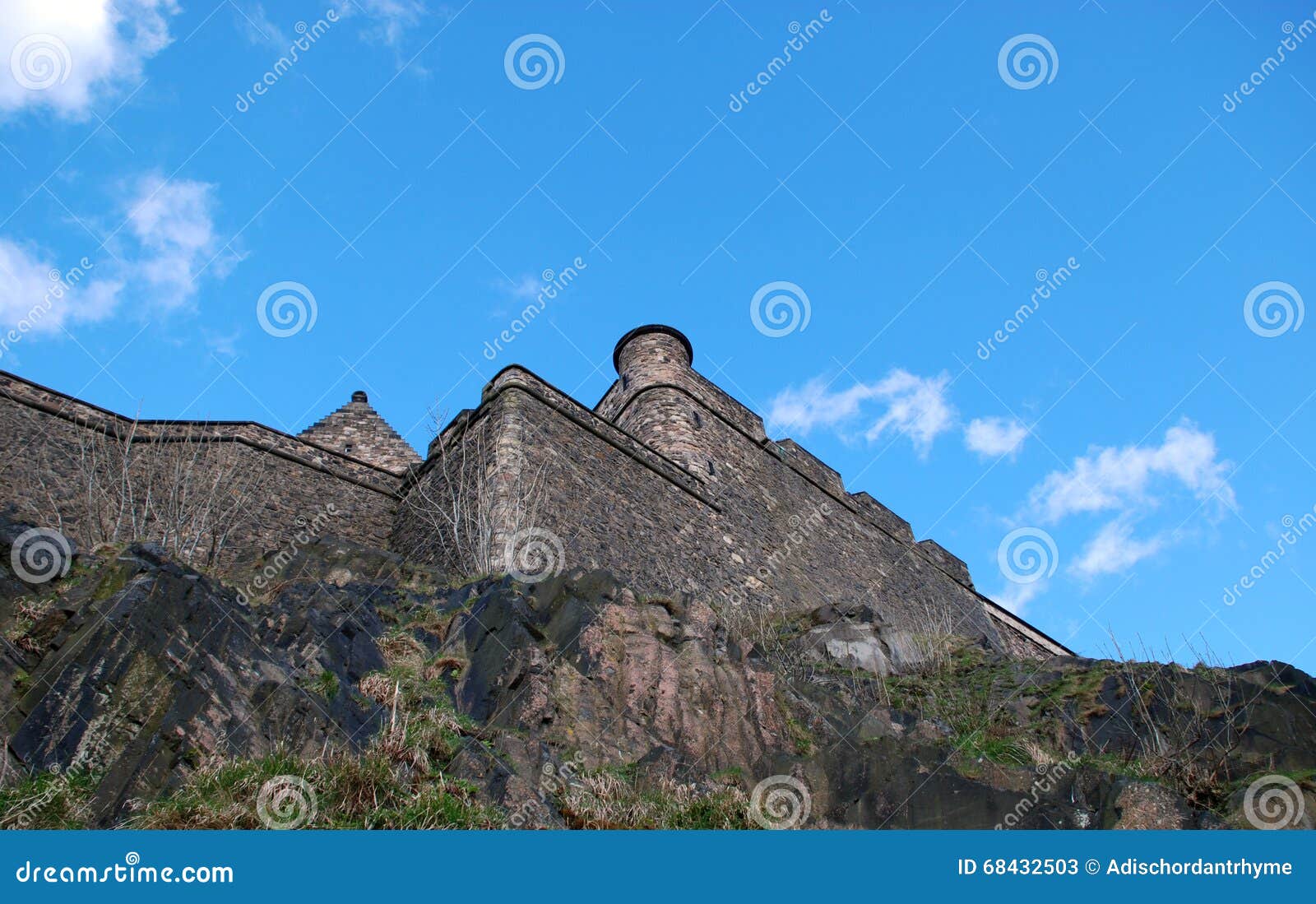 Edinburgh Castle walls stock image. Image of tower, clouds - 68432503