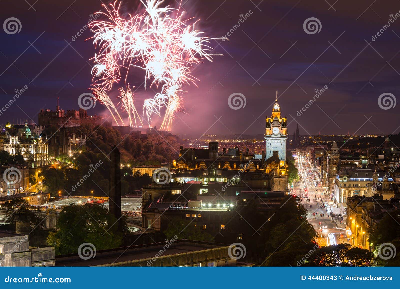 Edinburgh Cityscape with Fireworks Editorial Stock Photo - Image of ...