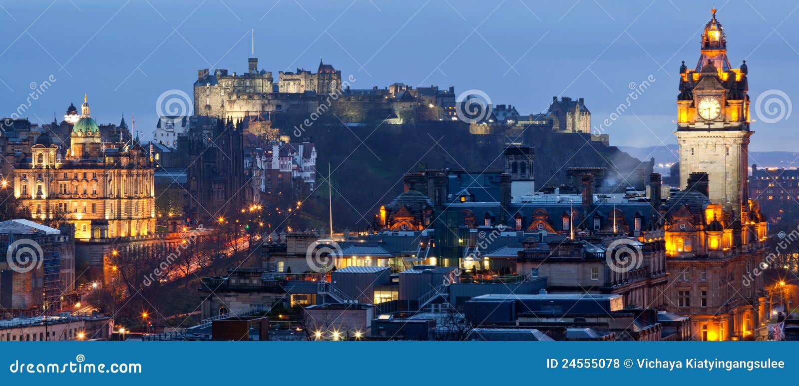 Edinburgh Cityscape Panorama Stock Photo - Image of church, road: 24555078
