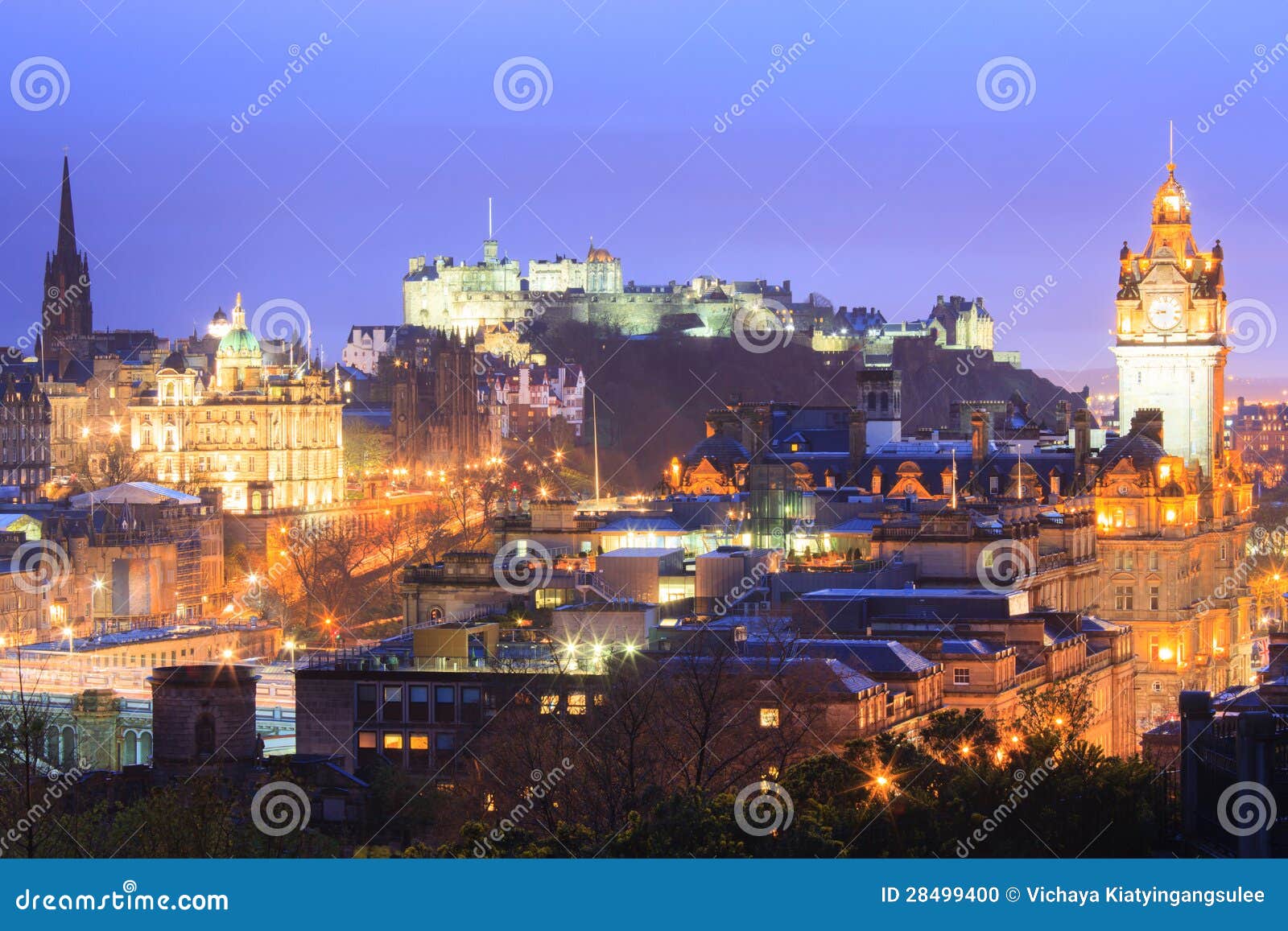 Edinburgh at dusk stock photo. Image of destinations - 28499400