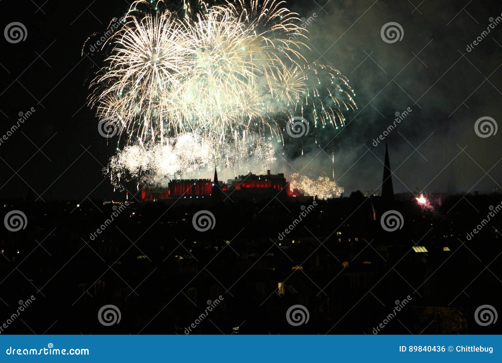Edinburgh fireworks stock photo. Image of fireworks, year - 89840436