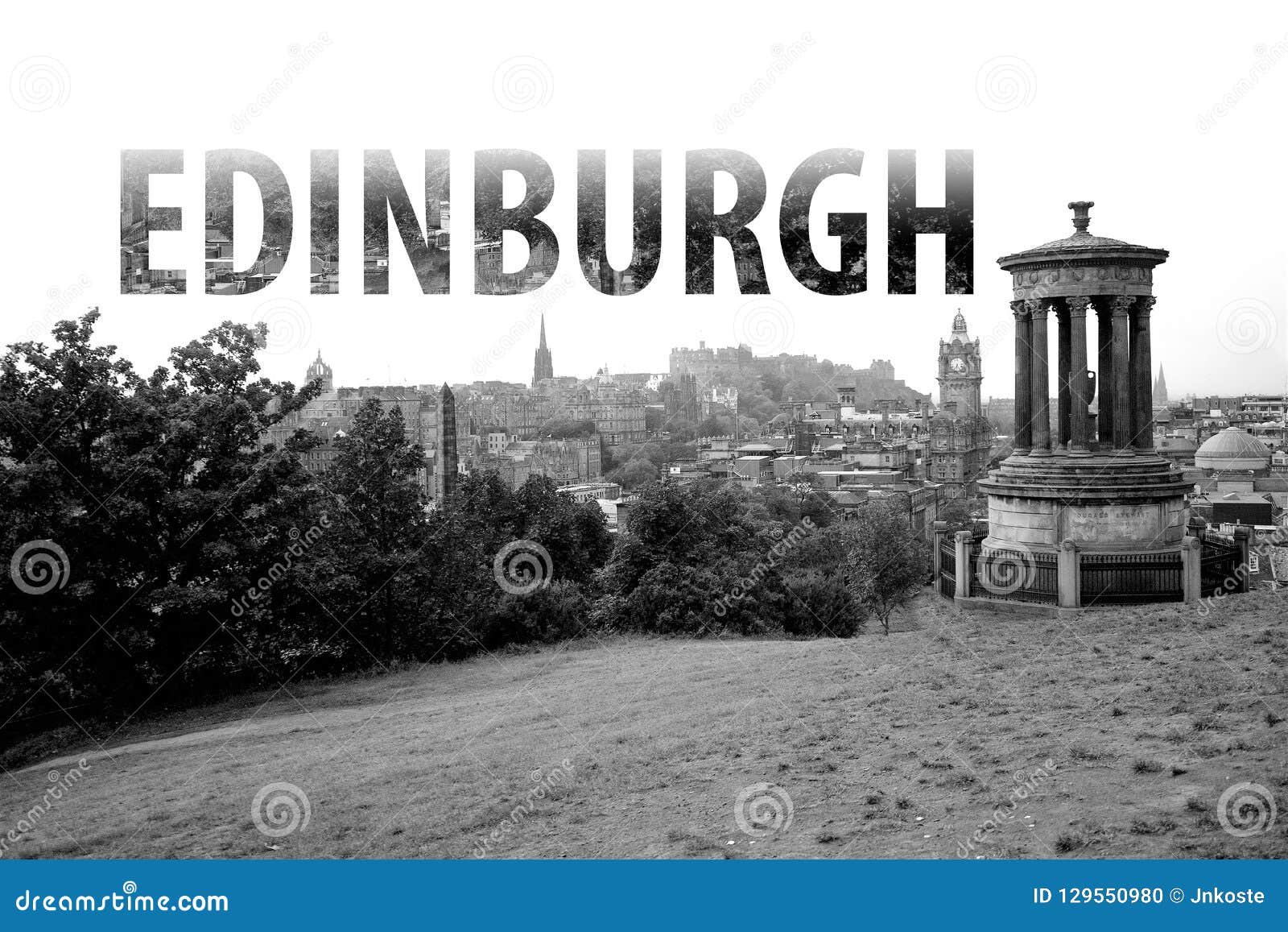 Edinburgh Lettering in Black and White Scotland Stock Photo - Image of ...