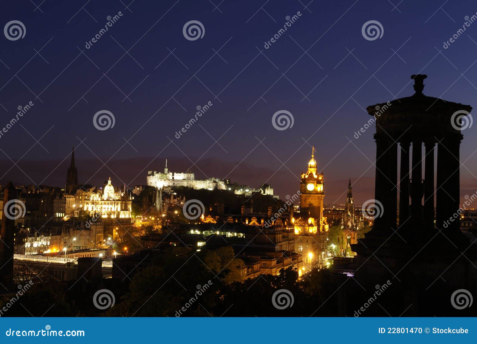 Edinburgh at Night stock photo. Image of panorama, castle - 22801470