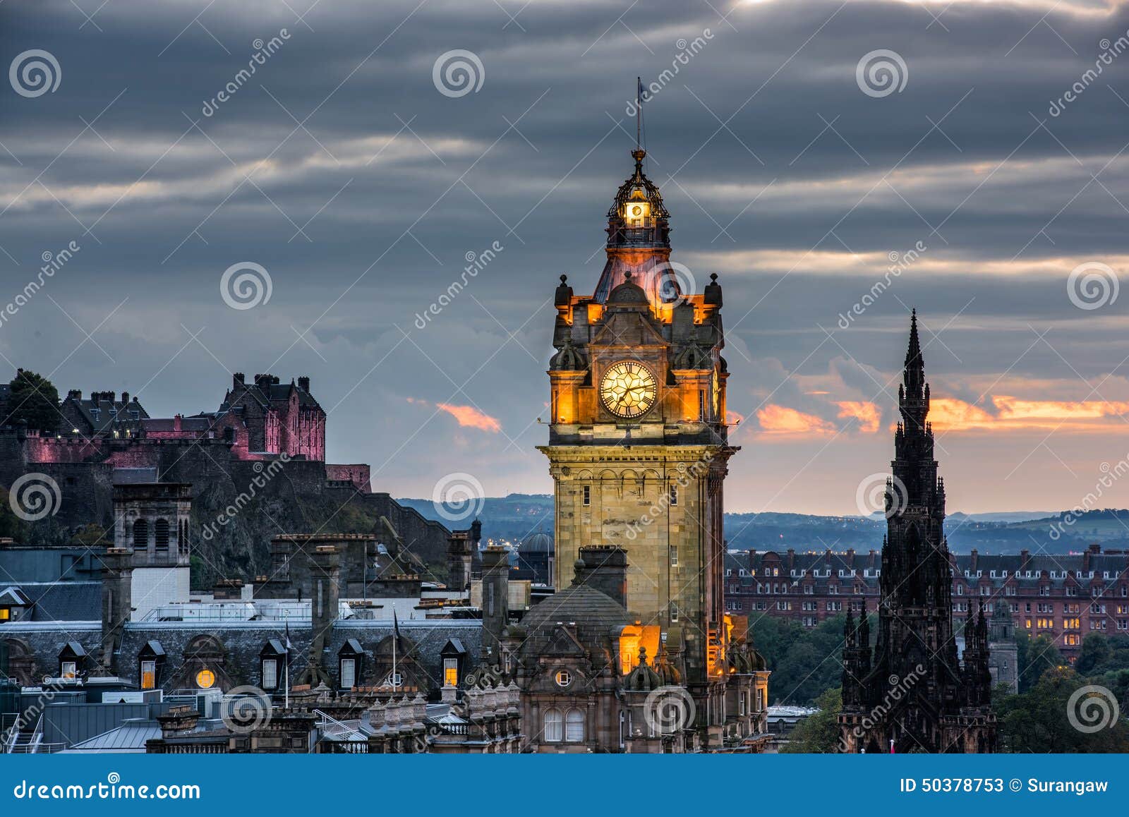 Edinburgh at night stock image. Image of castle, citylight - 50378753