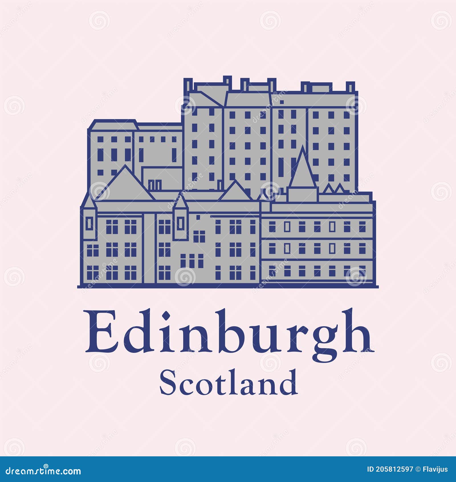 Edinburgh Old Town, and Text Edinburgh, Scotland Stock Vector ...