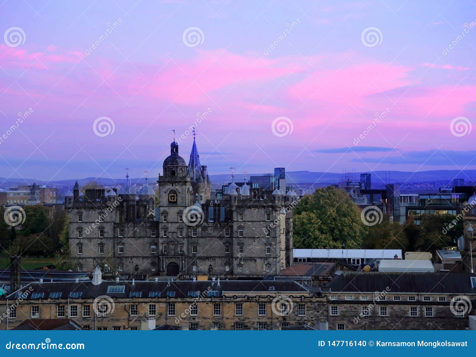 Edinburgh, Scotland. Cityscape View Look from Edinburgh Castle Stock ...