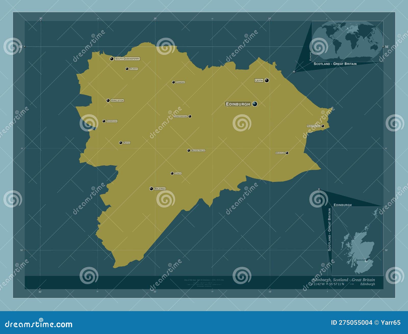 Edinburgh, Scotland - Great Britain. Solid. Labelled Points of C Stock ...