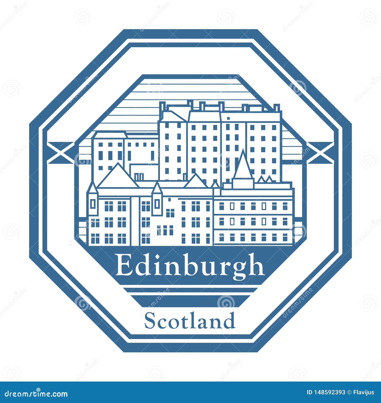 Abstract Edinburgh Skyline With Color Buildings. Cartoon Vector ...