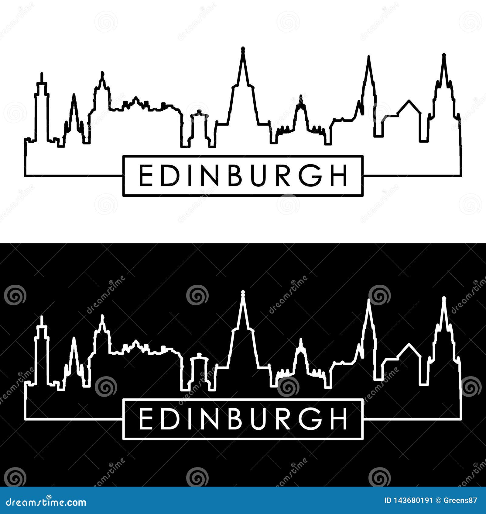 Edinburgh Skyline. Linear Style Stock Vector - Illustration of ...