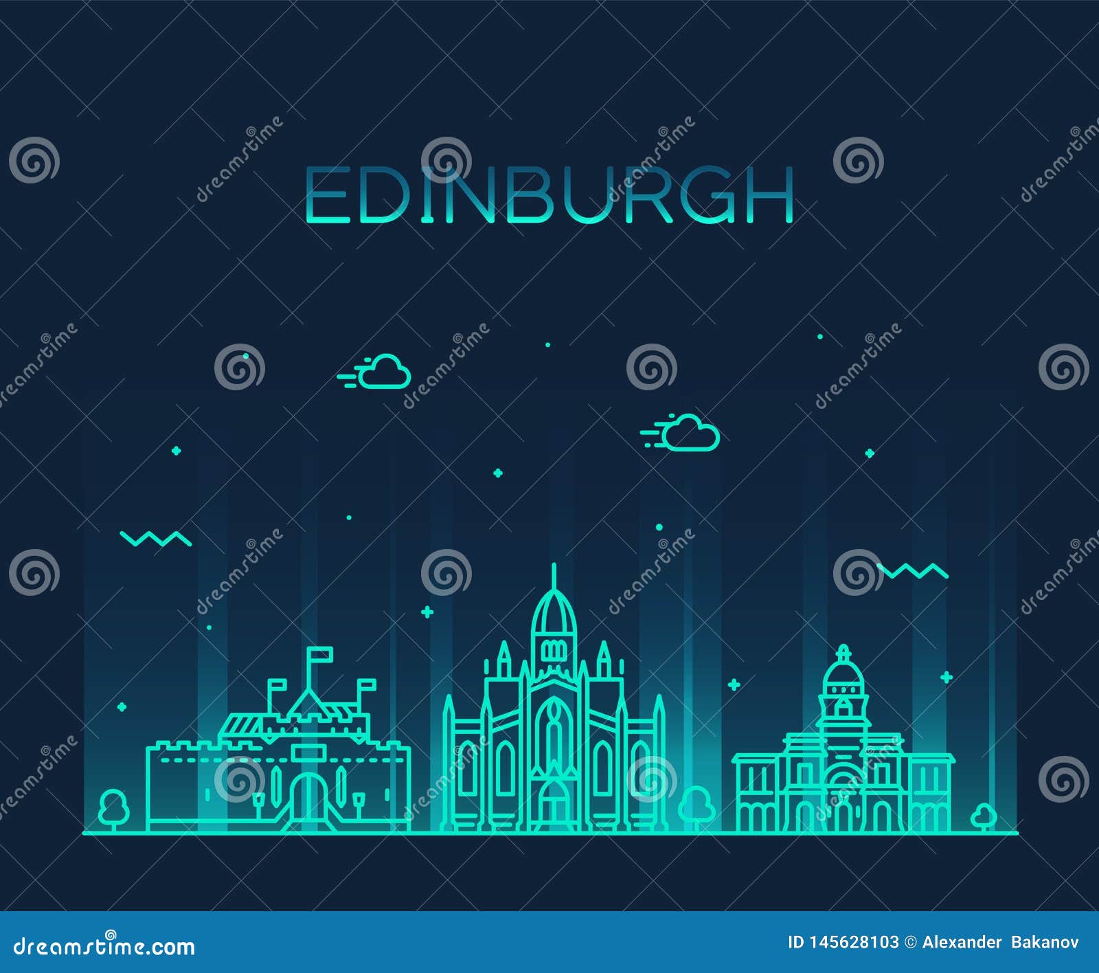 Edinburgh Skyline Scotland Trendy a Vector Linear Stock Vector ...
