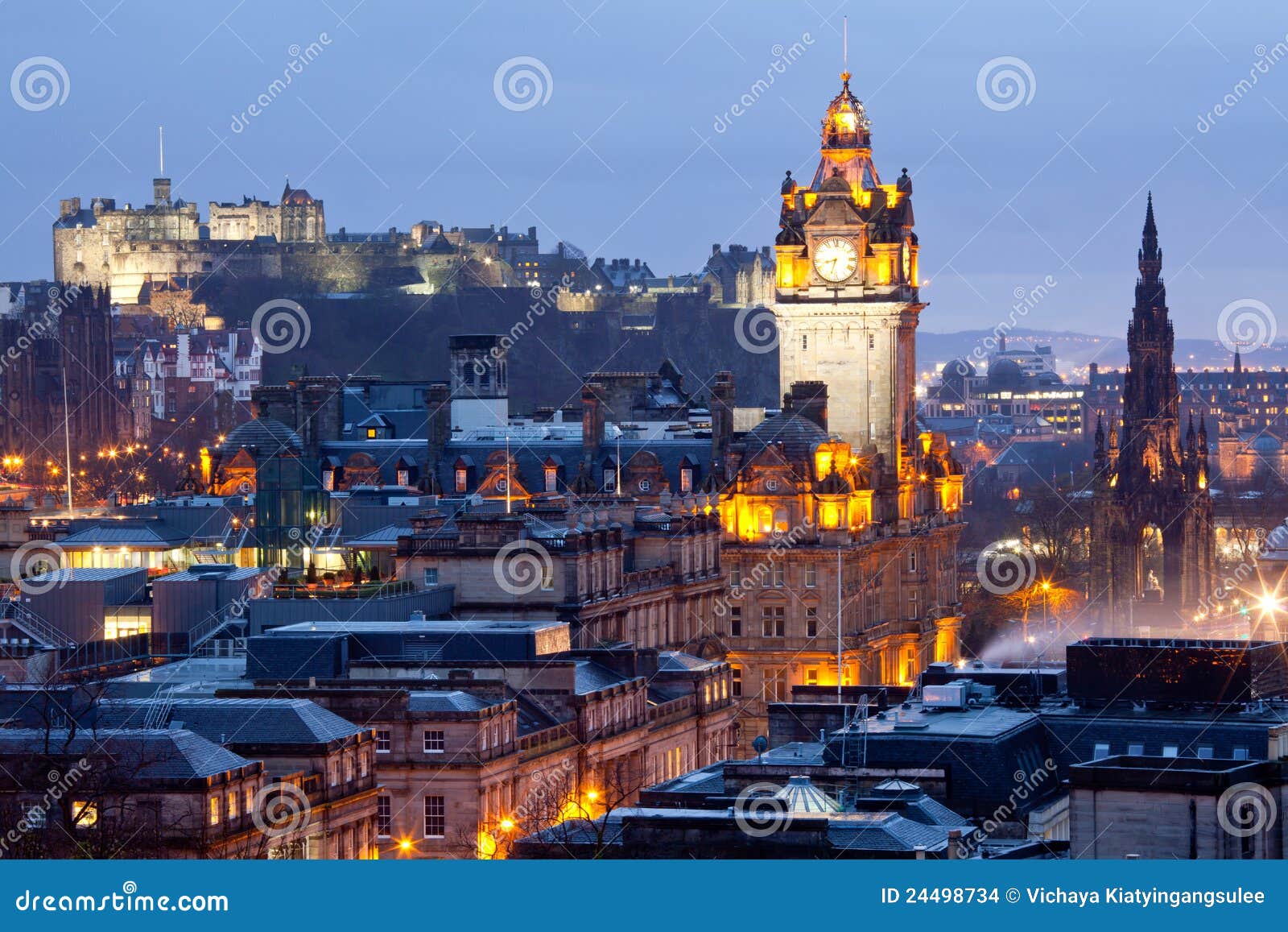 Edinburgh Skylines Dusk stock photo. Image of european - 24498734