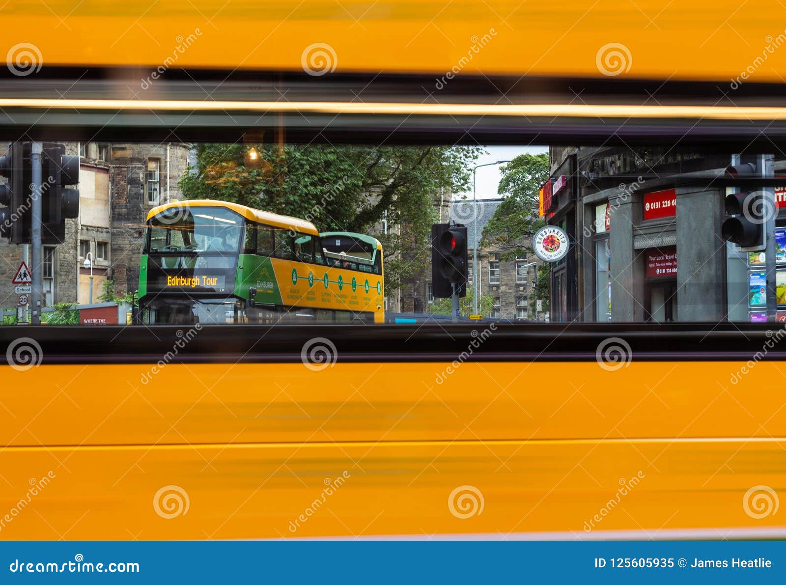 Edinburgh Tour Bus Seen through Window of an Edinburgh Bus As it Passes ...