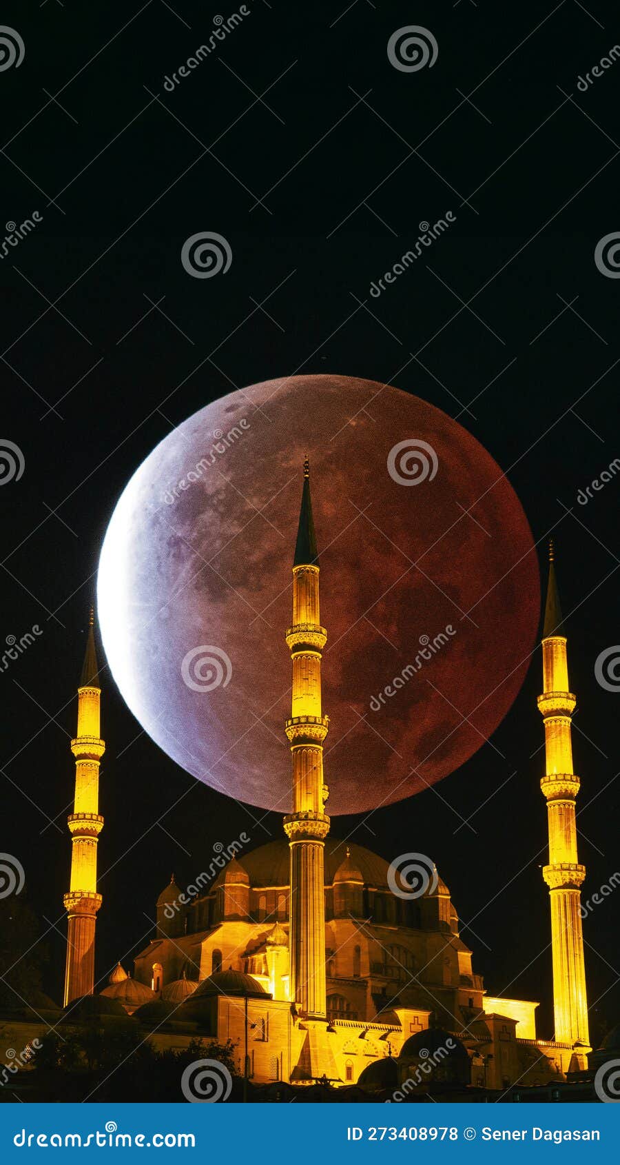 Edirne Selimiye Mosque and Lunar Eclipse. Ramadan or Islamic Concept ... Edirne Selimiye Mosque and Lunar Eclipse. Ramadan or Islamic Concept ...