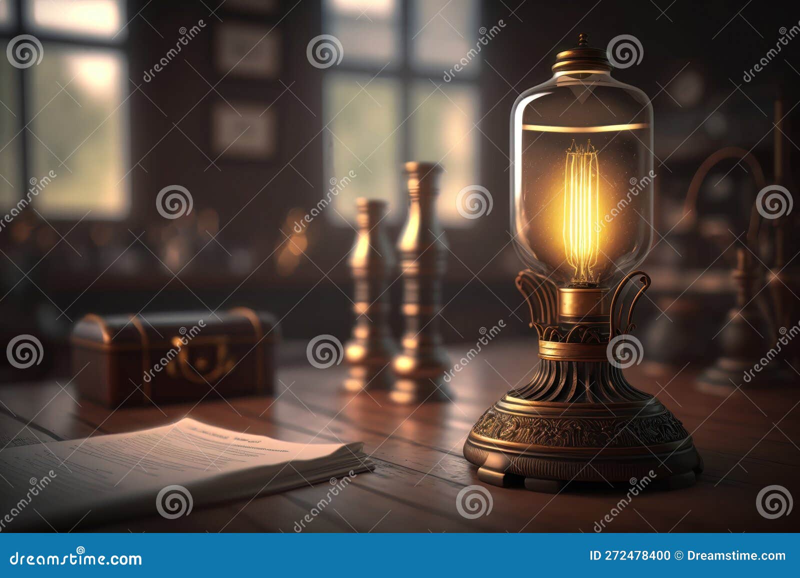 Edison lamp. AI generated stock illustration. Illustration of edison ...