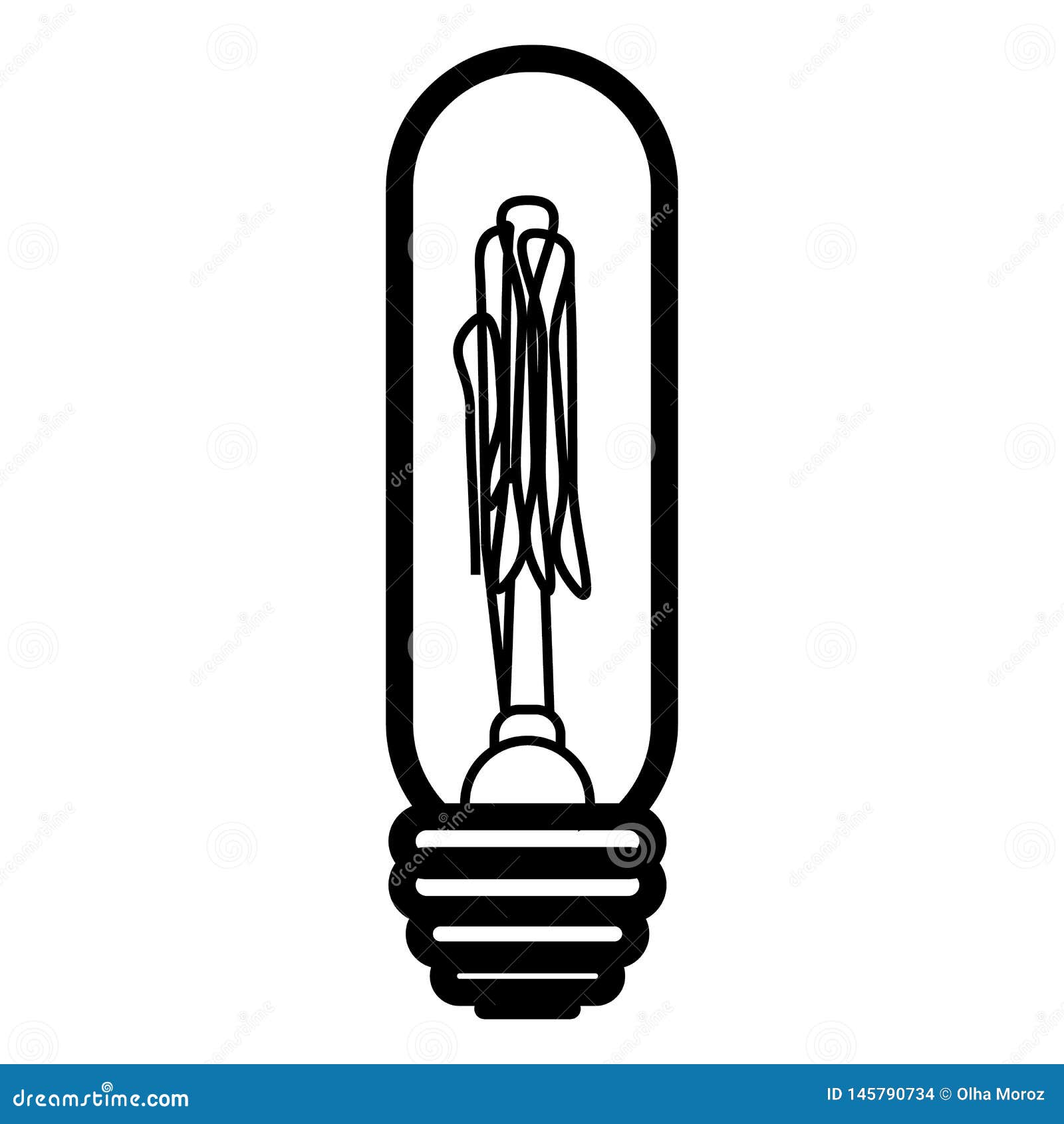 Edison Lamp. Vector Illustration in Outline Style Stock Illustration ...