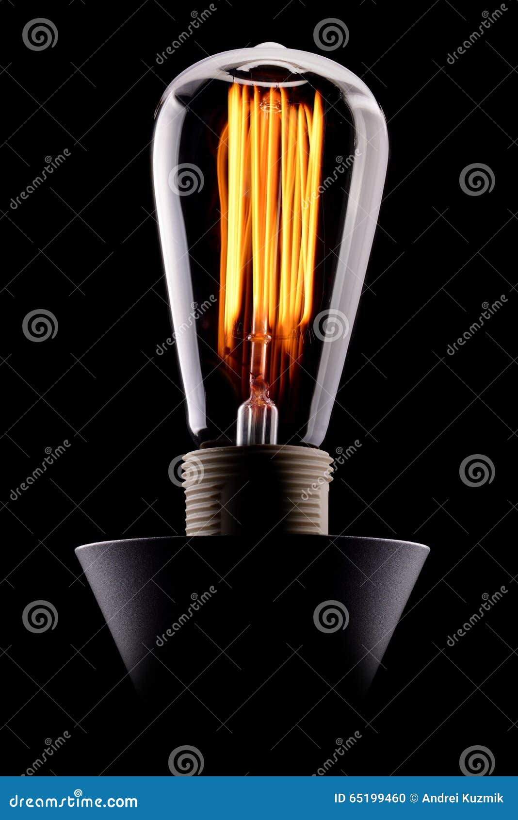 Edison light bulb glowing stock photo. Image of electricity - 65199460
