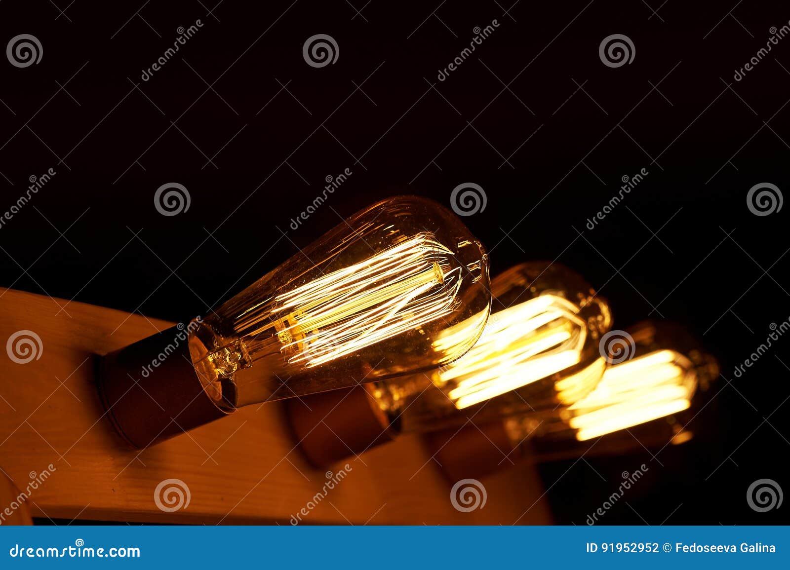 Edison Light Bulb Hanging on a Long Wire. Cozy Warm Yellow Light.Retro ...
