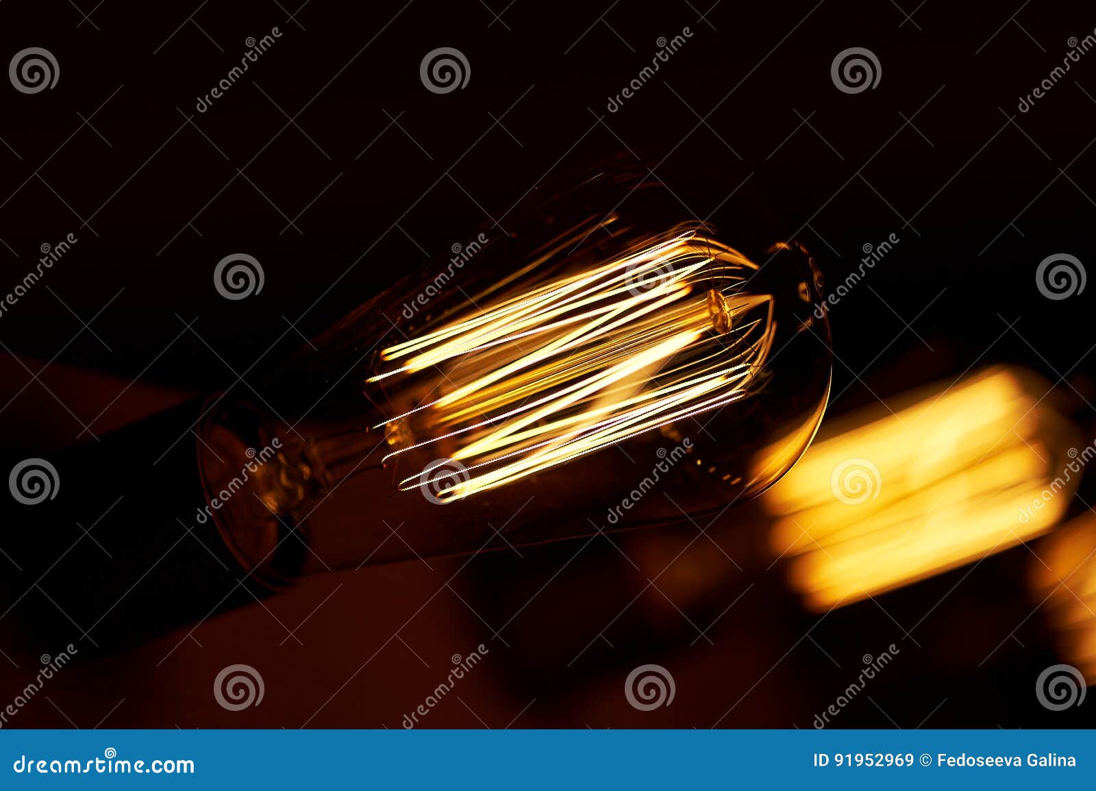 Edison Light Bulb Hanging on a Long Wire. Cozy Warm Yellow Light.Retro ...