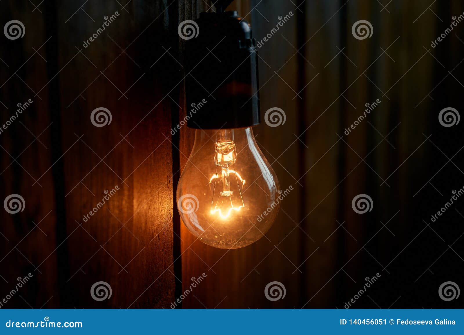Edison Light Bulb Hanging on a Long Wire. Cozy Warm Yellow Light.Retro ...