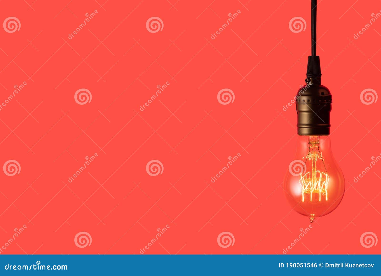 Edison Light Bulb on Red Background. Stock Illustration - Illustration ...