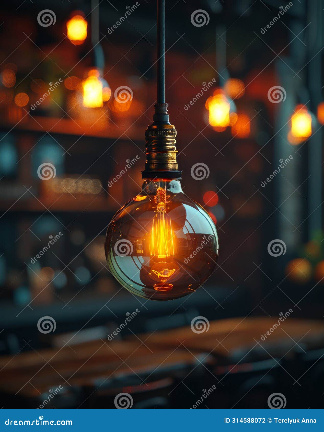 Edison Light Bulb in the Restaurant. an Incandescent Light Bulb Hanging ...