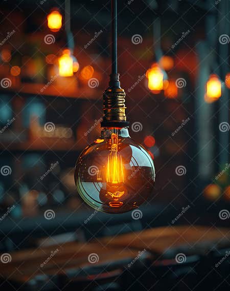 Edison Light Bulb in the Restaurant. an Incandescent Light Bulb Hanging ...