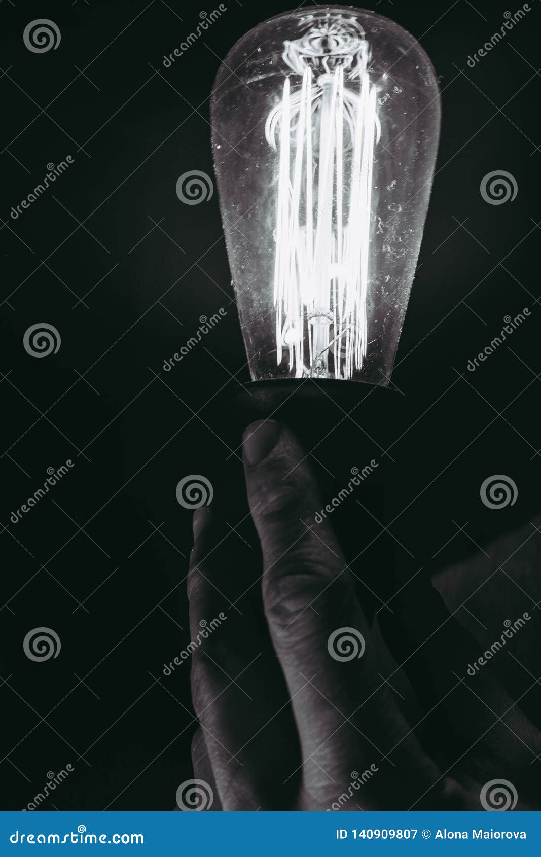 Edison Light Bulbs in Hand. Stock Image - Image of black, electricity ...