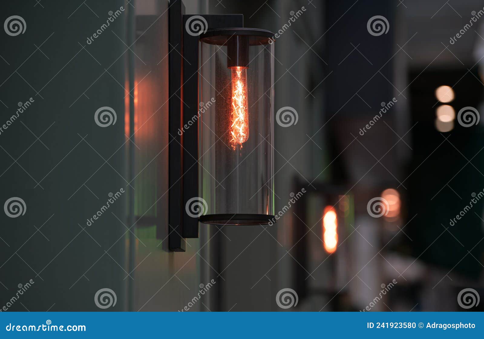 Edison Lighting Bulbs in Front of a Building Stock Photo - Image of ...
