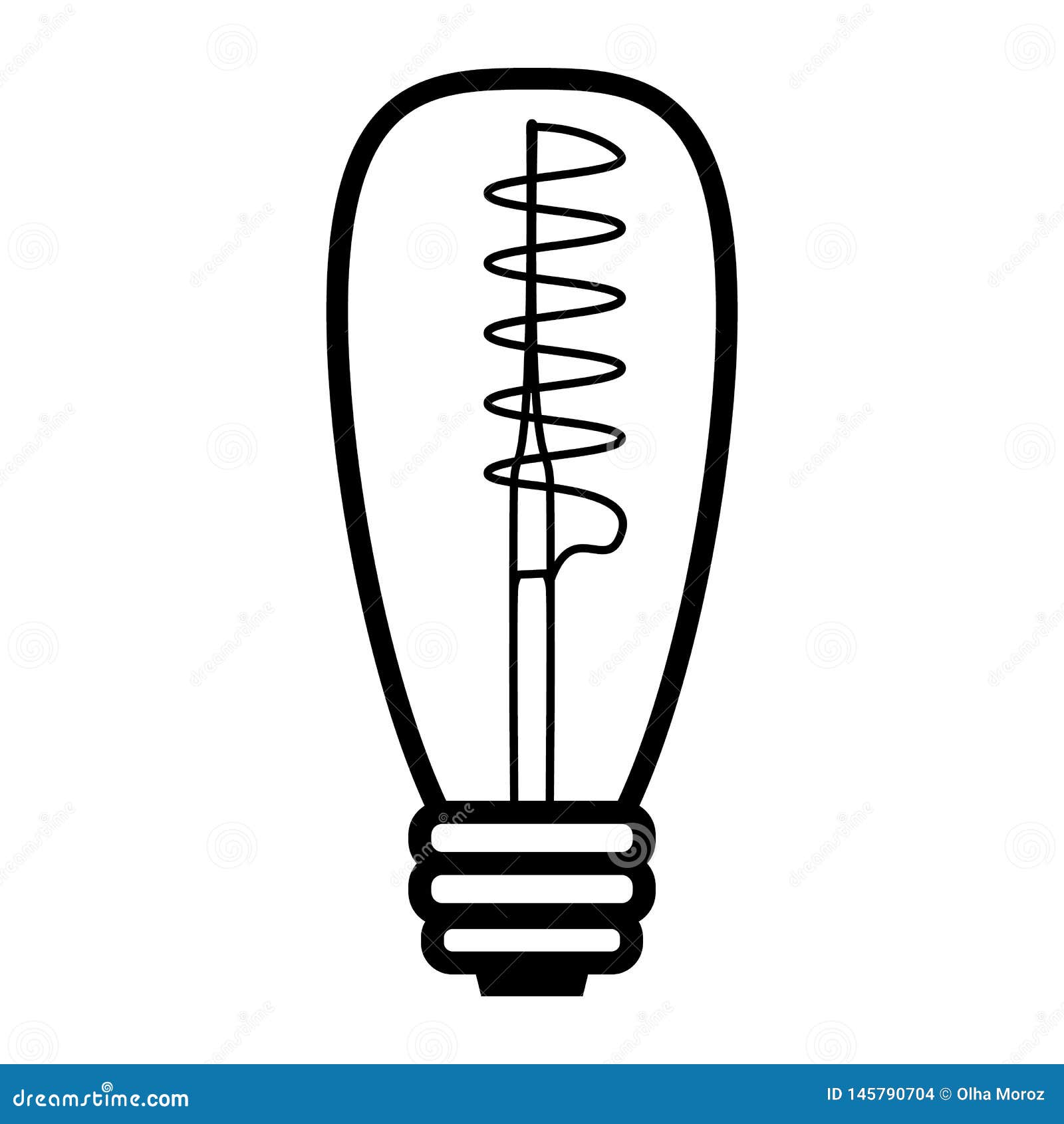 Edison Spiral Lamp. Outline Style Illustration Stock Illustration ...