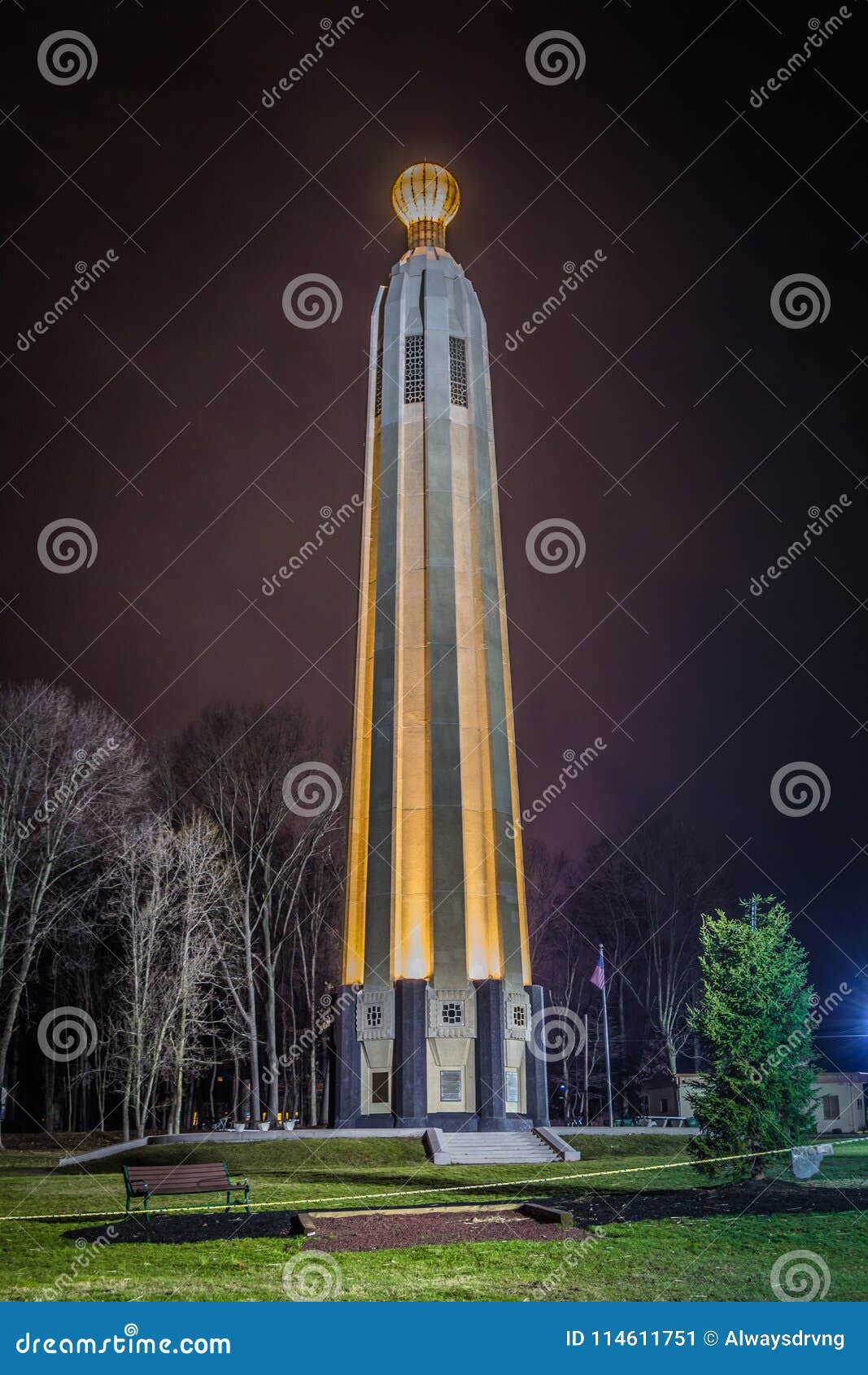 Thomas Edison Tower at Night Editorial Photo - Image of light, travel ...