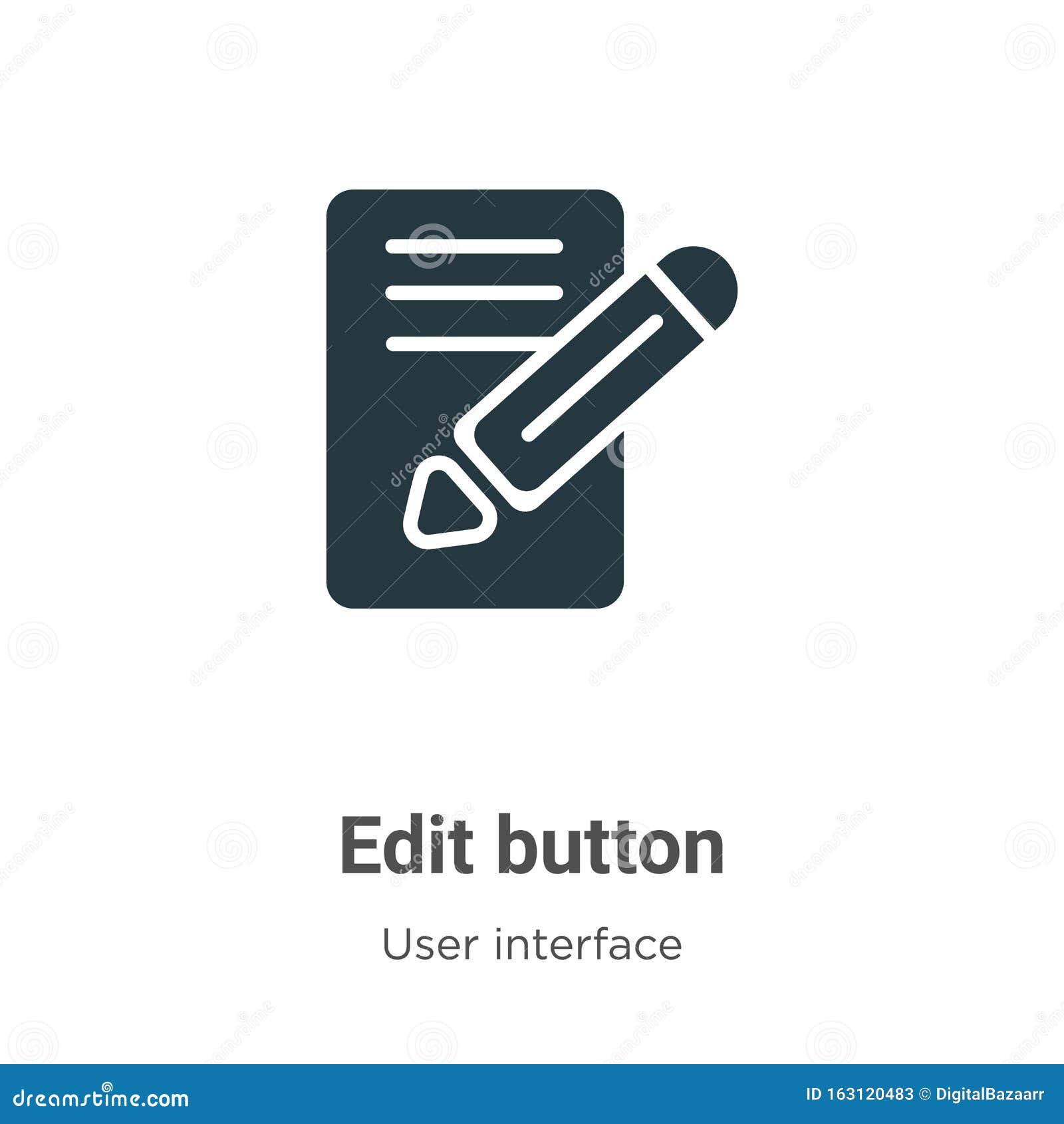 Edit Button Vector Icon on White Background. Flat Vector Edit Button ...
