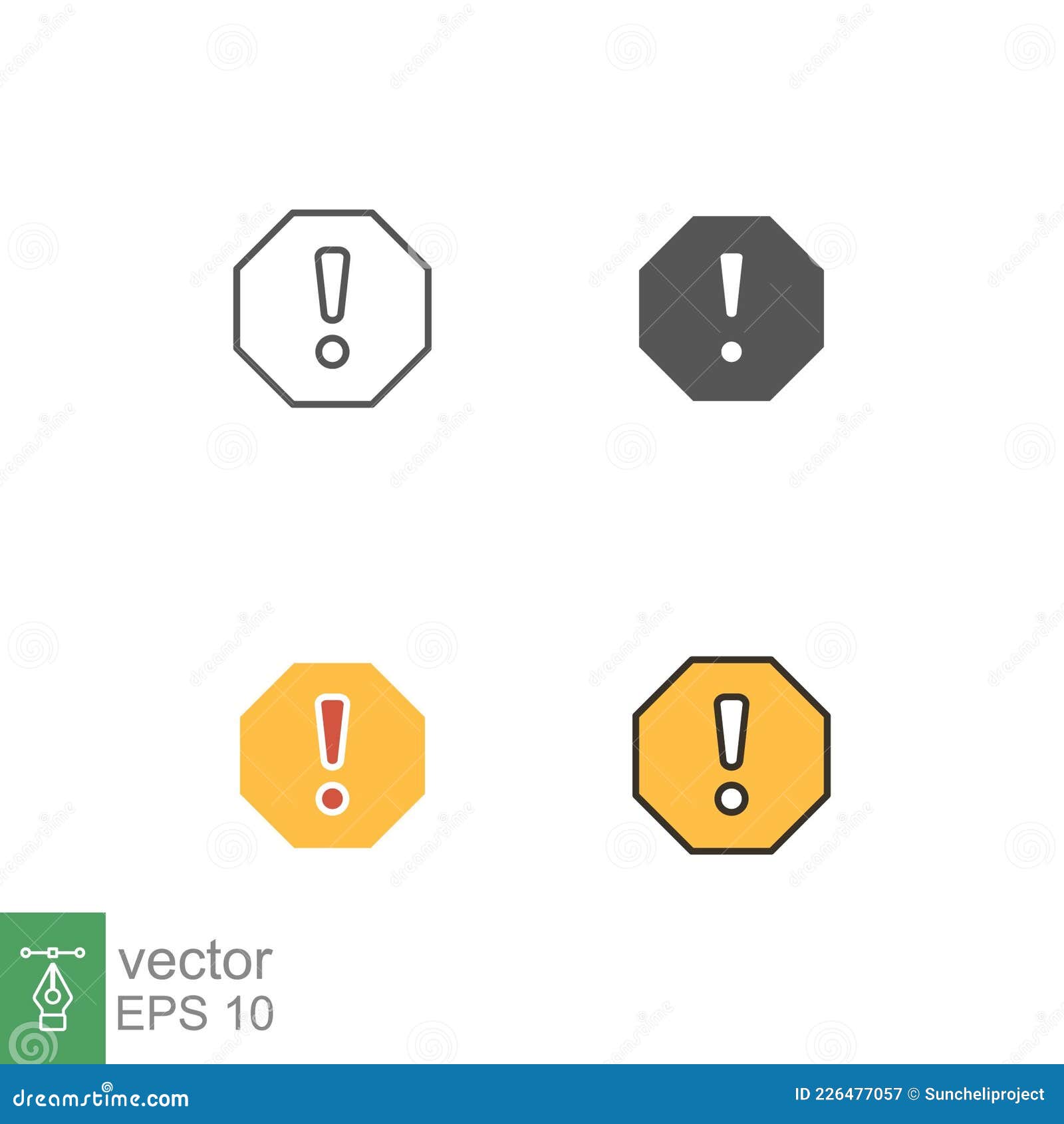 Exclamation Mark in Octagonal Shape for Hazard Warning Symbol. Beware ...