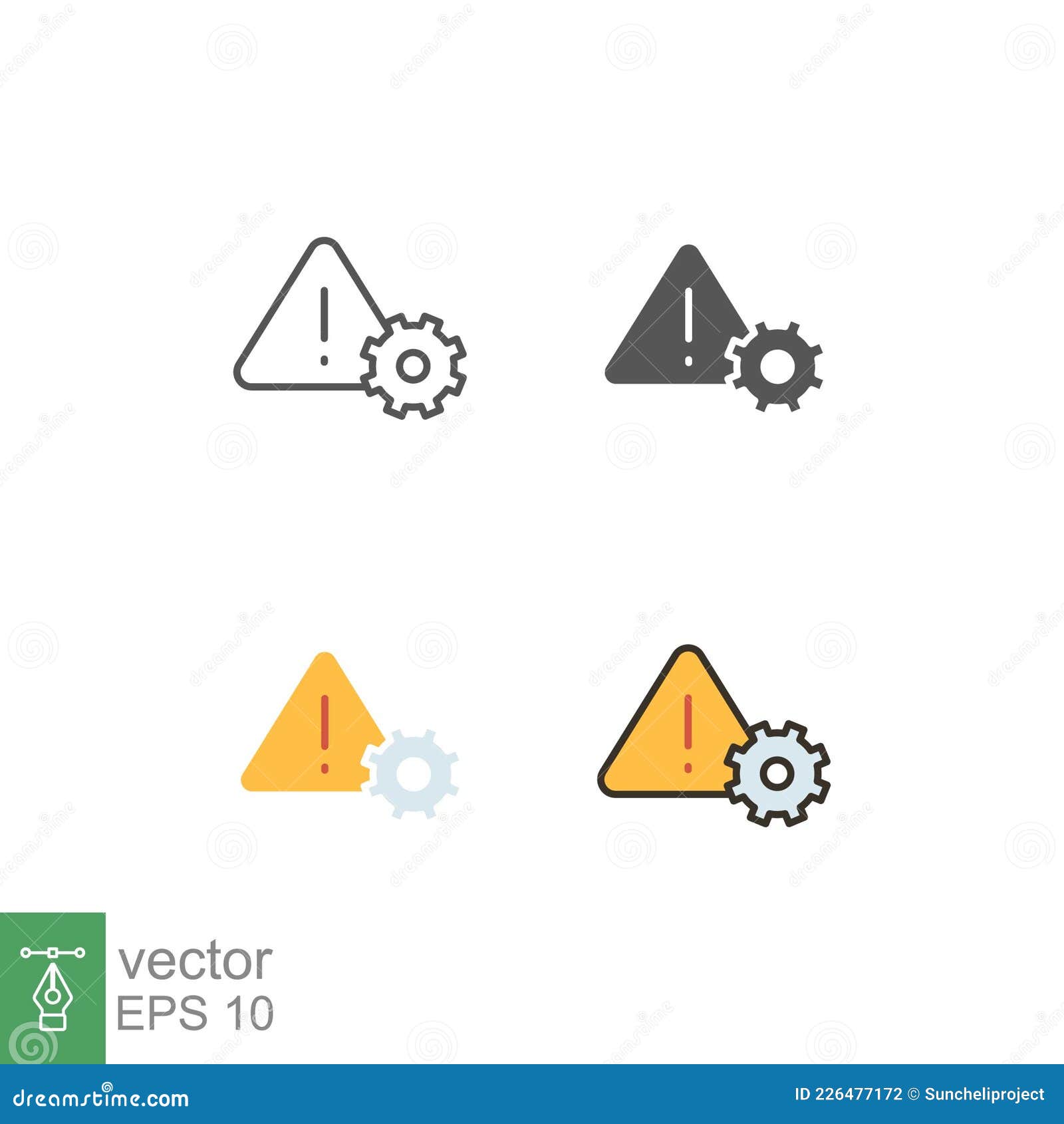 System Error and Not Working Sign. Settings Icon with Exclamation Mark ...